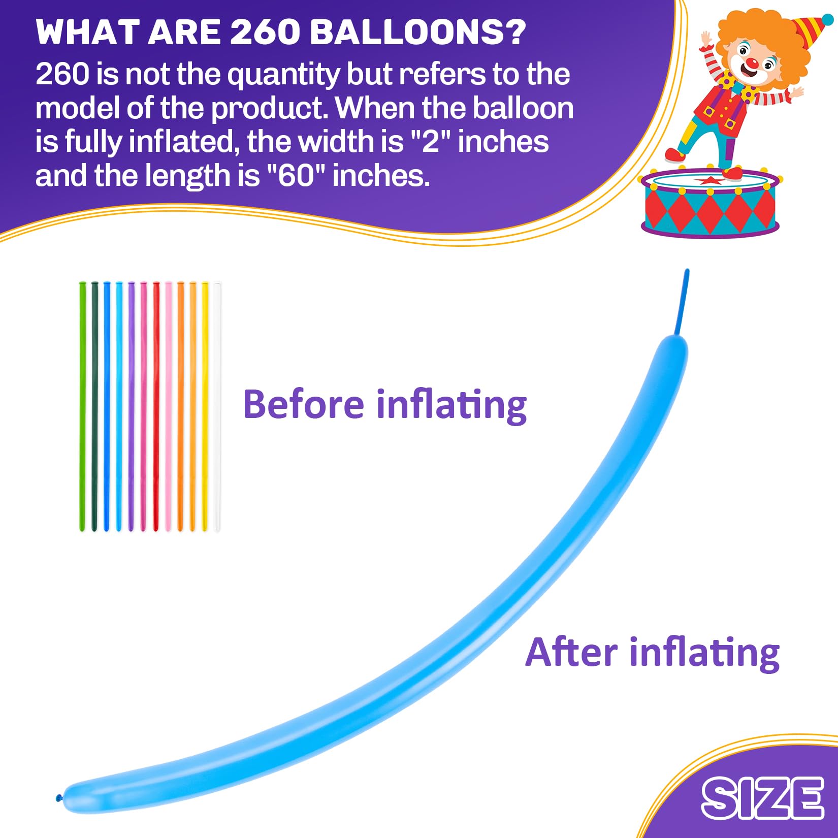 Snapklik.com : 100 Long Balloons For Balloon Animals - 260 Long Skinny ...