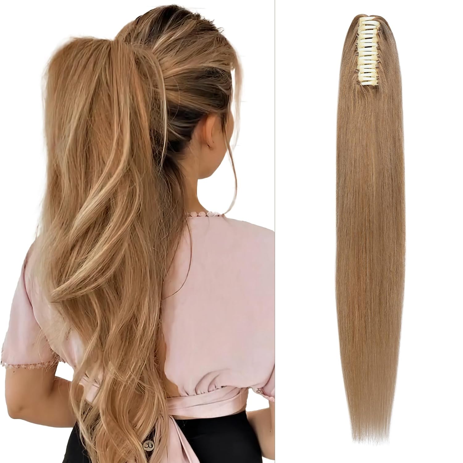 Amazon.com : Fellissy Claw Clip Ponytail Extension Human Hair Ponytail ...