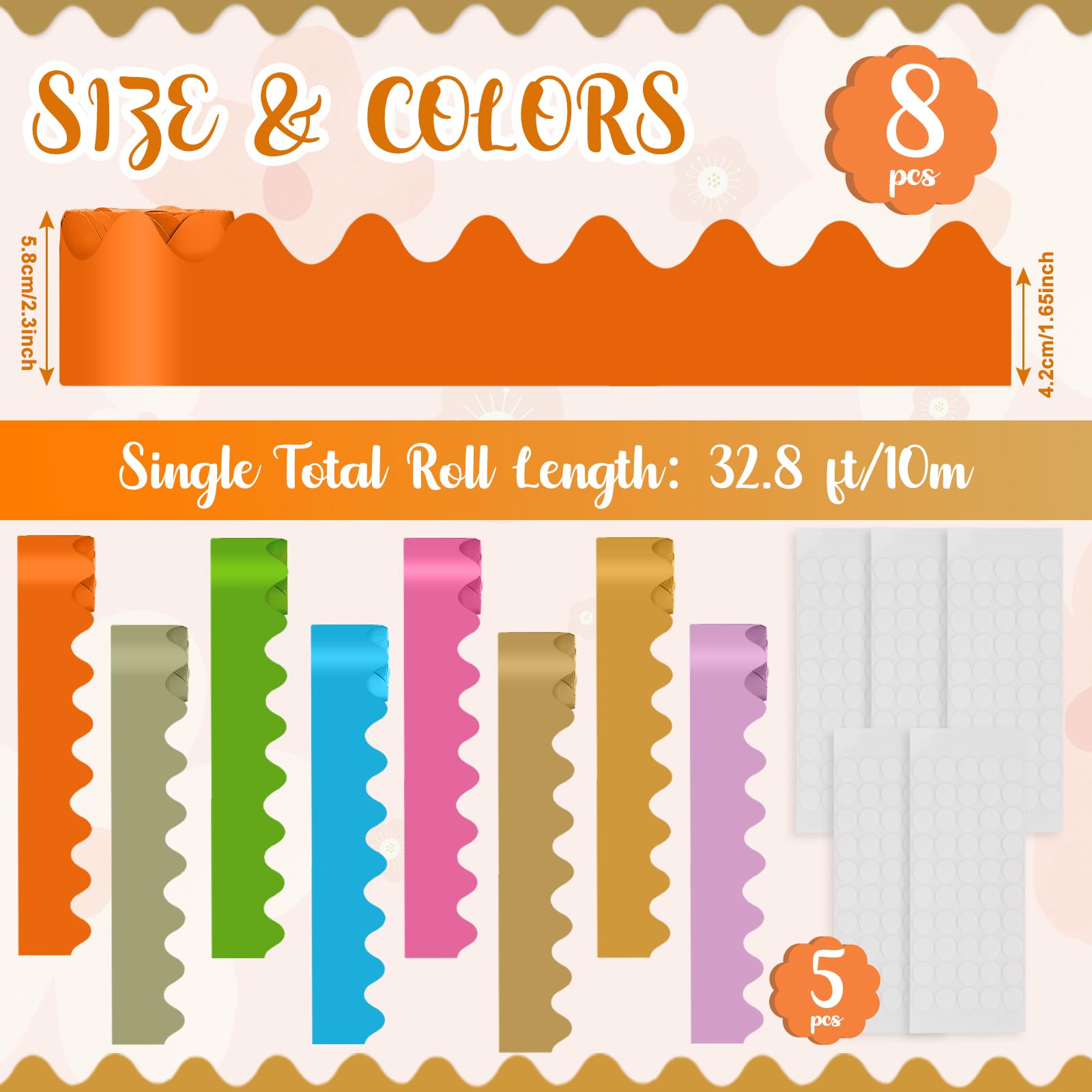 Snapklik.com : 8 Rolls Scalloped Bulletin Board Borders - 262.4 Feet ...