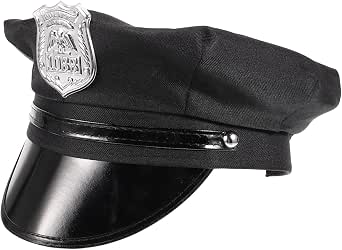 Amazon.com: PRETYZOOM Black Sequin Police Hat for Women and Men, Pu ...
