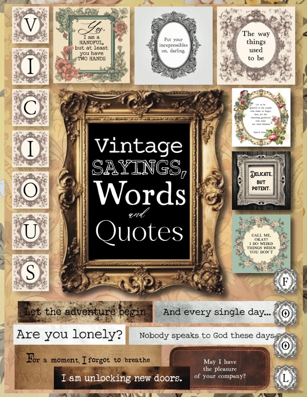 Words, Sayings And Quotes Vintage Ephemera Collage Book: Over 200 ...