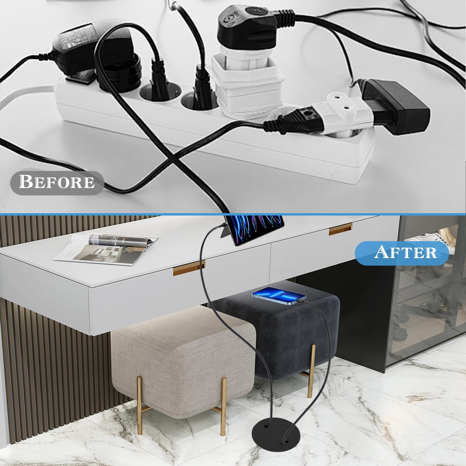 Snapklik.com : Recessed Circular Floor Outlet Kit 20 Amp Round Hidden ...