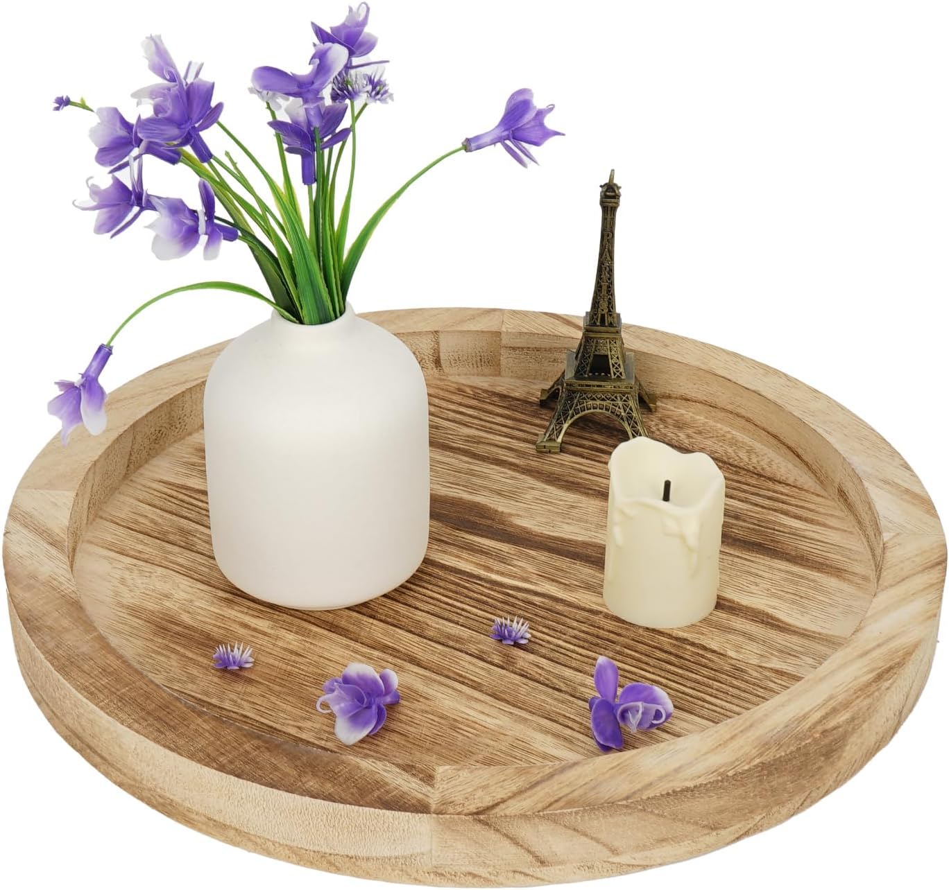 Amazon.com: Round Wooden Serving Tray for Decor, 11" Kitchen Table ...