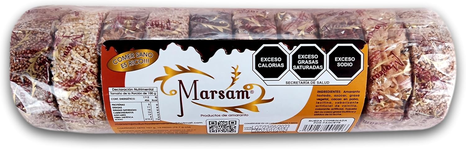 Paquete de 10 ruedas surtidas de amaranto, amaranto con chocolate de leche, arroz inflado con ...