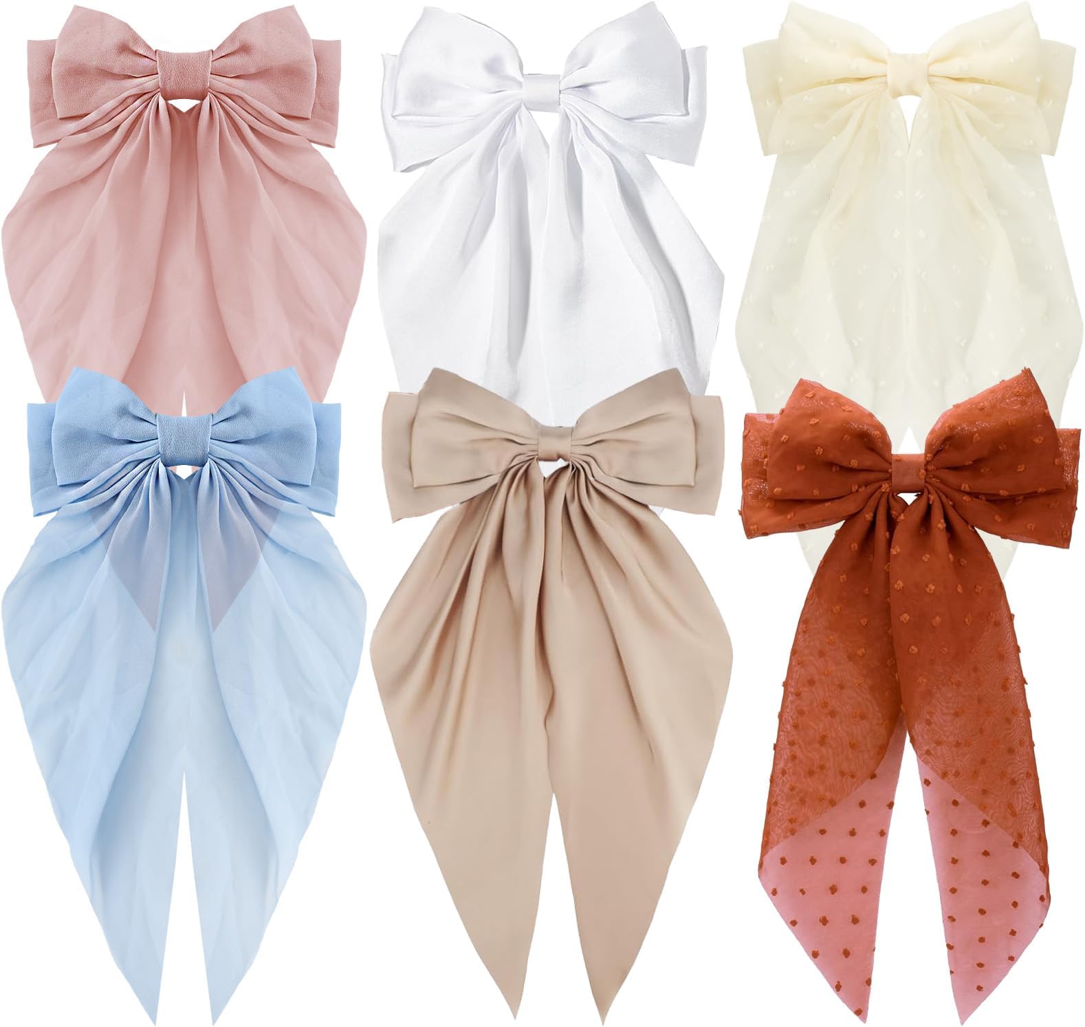 Amazon.com : Kasmena 6Pcs Big Hair Bows for Women, Silky Satin Bow Hair ...