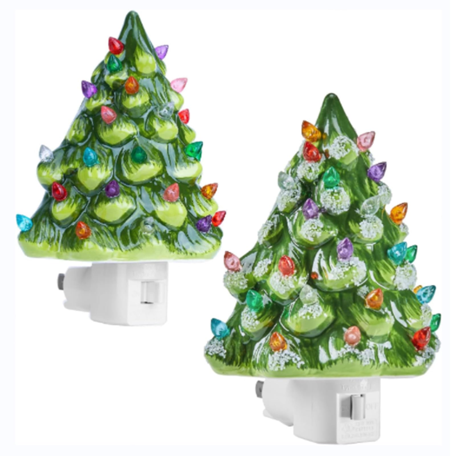 Amazon.com: Brightown Ceramic Christmas Tree Night Light - 2 Pack 6 ...