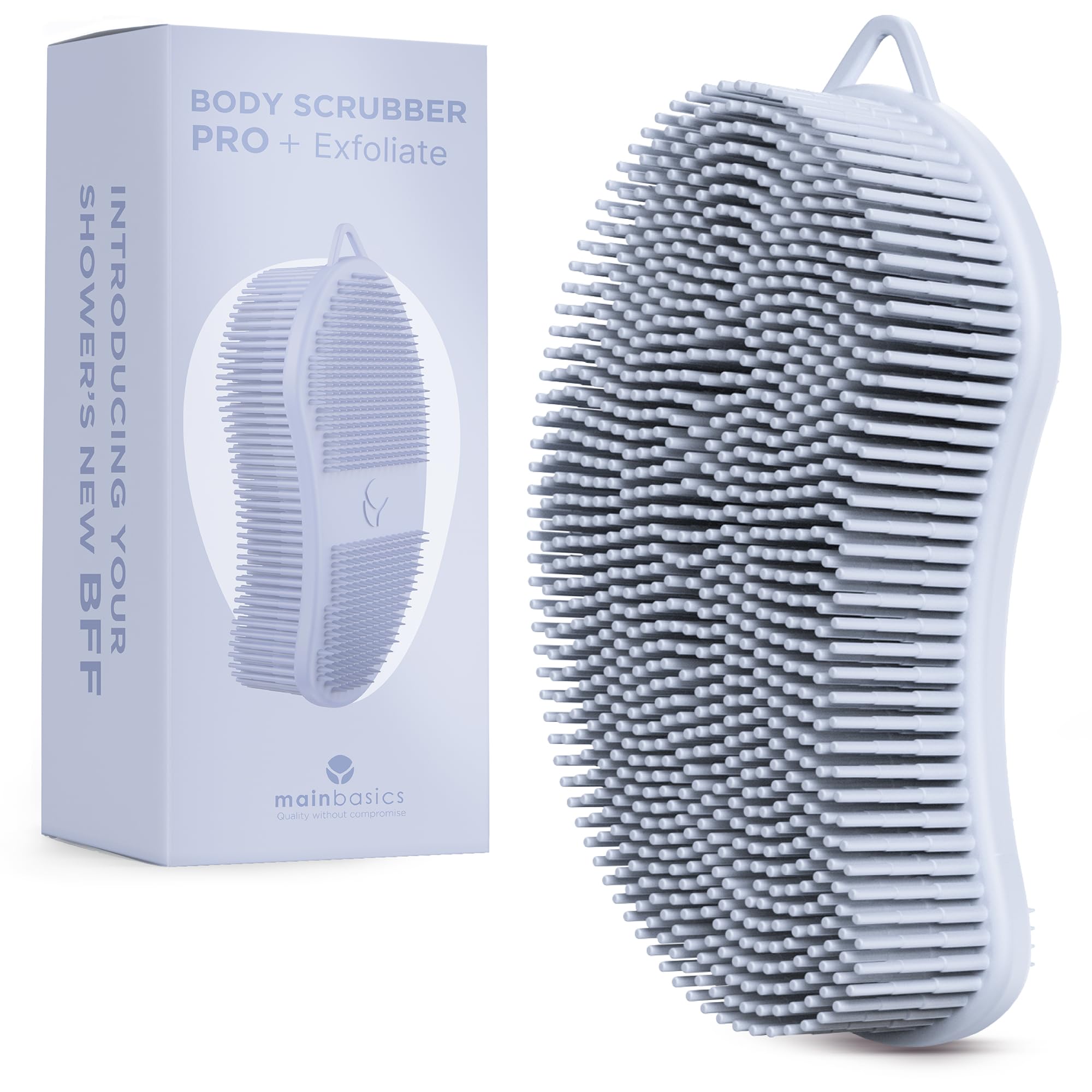 Amazon.com : MainBasics Exfoliating Silicone Body Scrubber Pro 2-in-1 ...