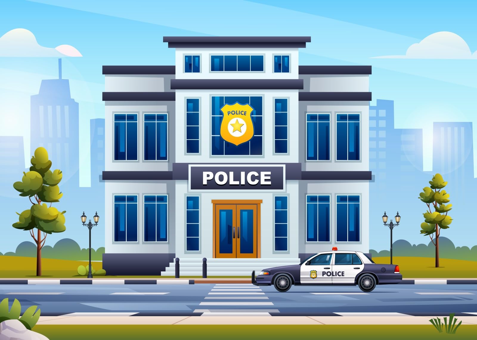Backdrop Clips BELECO 7x5ft Post Office Backdrop - Cartoon Street Scene ...