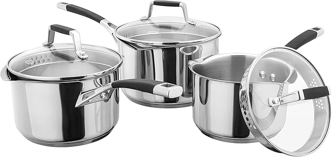 Stellar Induction S5A1D Set of 3 Stainless Steel Draining Pans 16cm ...
