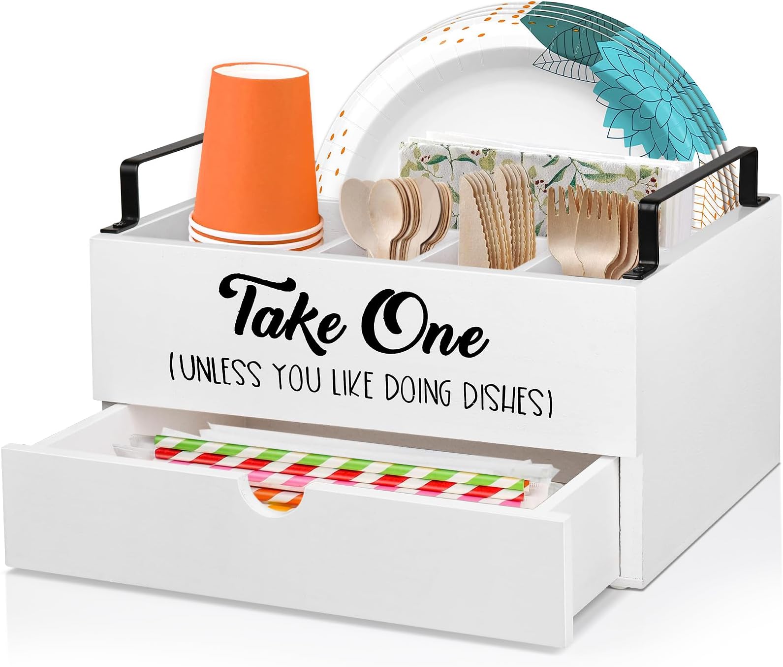 Amazon.com: Lzhevsk Paper Plate Holders Silverware Caddy for Countertop ...