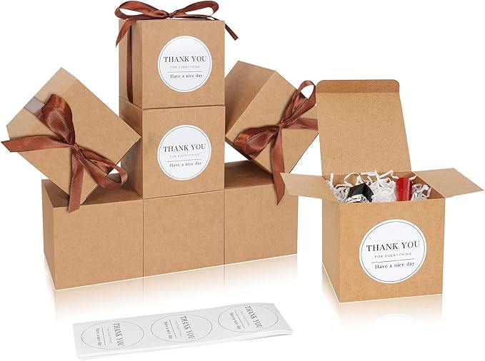 Amazon.com: COTOPHER Small Gift Boxes 60 Pack 4x4x4 inches Brown Gift ...