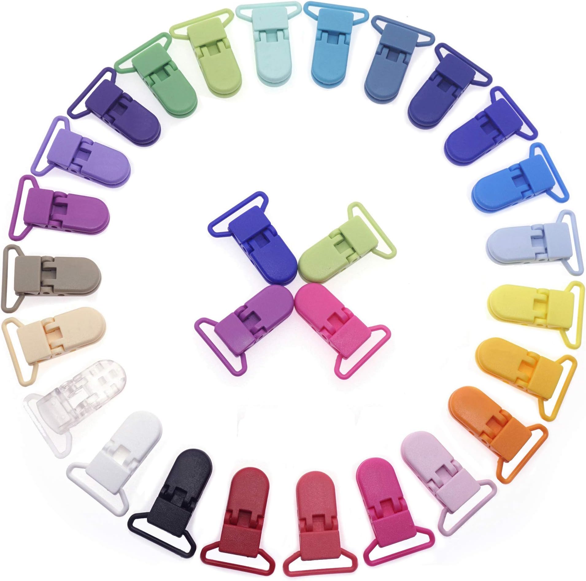 Amazon.com : Sutoyuen 24pcs/Pack 1" 25mm Plastic Pacifier Clips ...