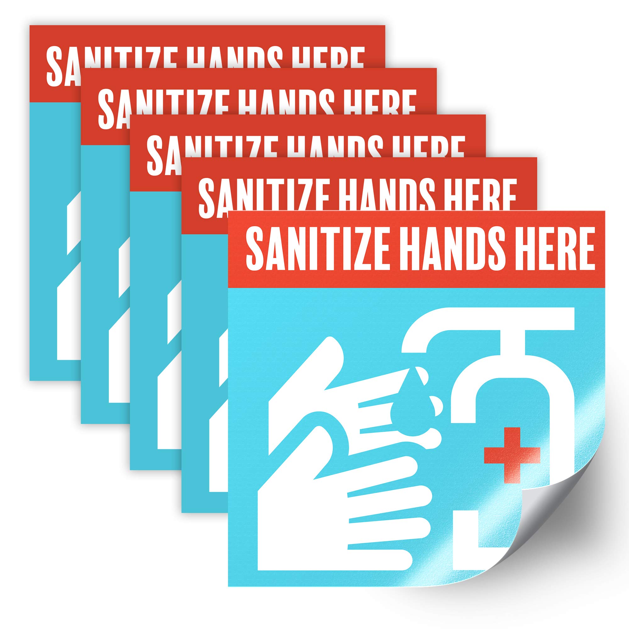 Amazon.com : Sanitize Hands Here Sticker Labels, 6 x 6 Inch Signs ...