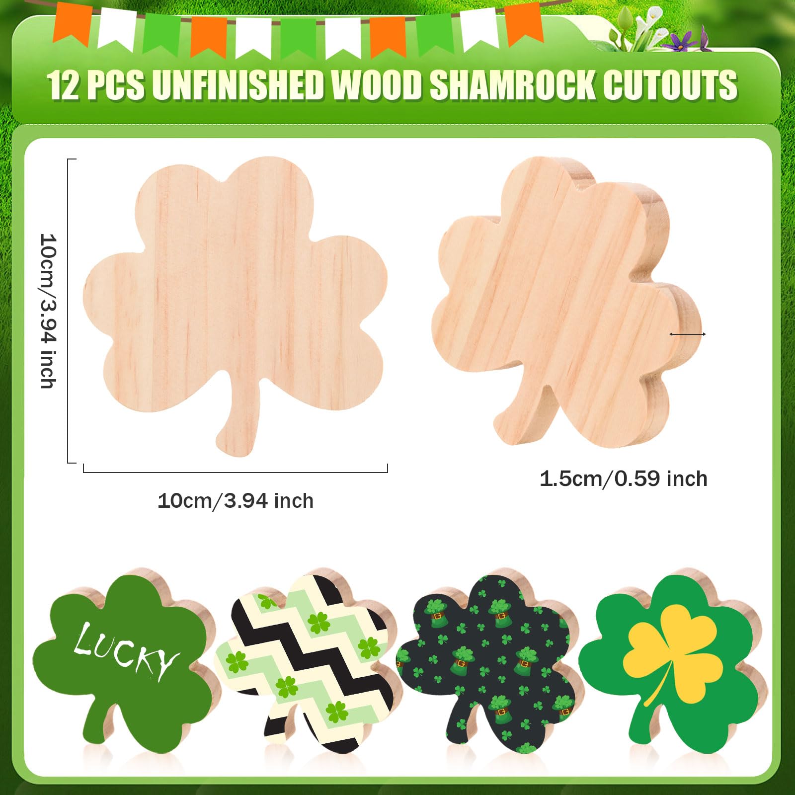 Snapklik.com : AWIZOM 12 Pcs St Patricks Day Wooden Shamrock Cutouts 3. ...