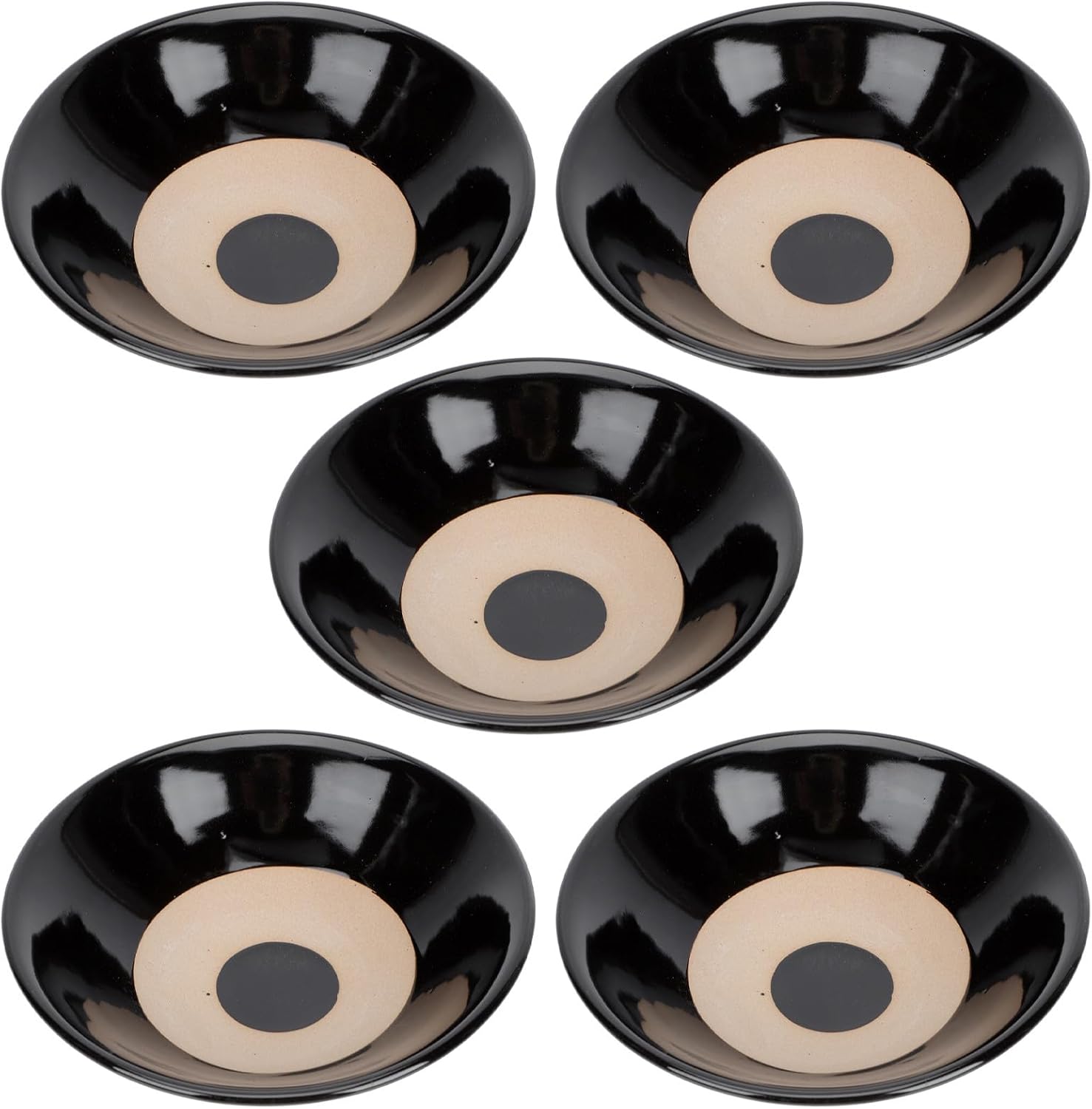 HIAKDOFT 5pcs Antique Ceramic Food Bowls Black Top Cotta Soup Bowls Hot Pot Dipping for ...