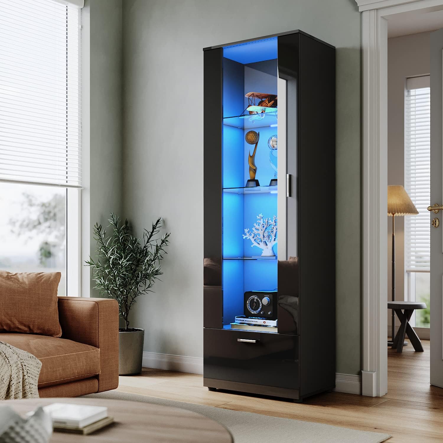 Curio Cabinets With Glass Doors And Lights YSJZYBF Glass Display ...