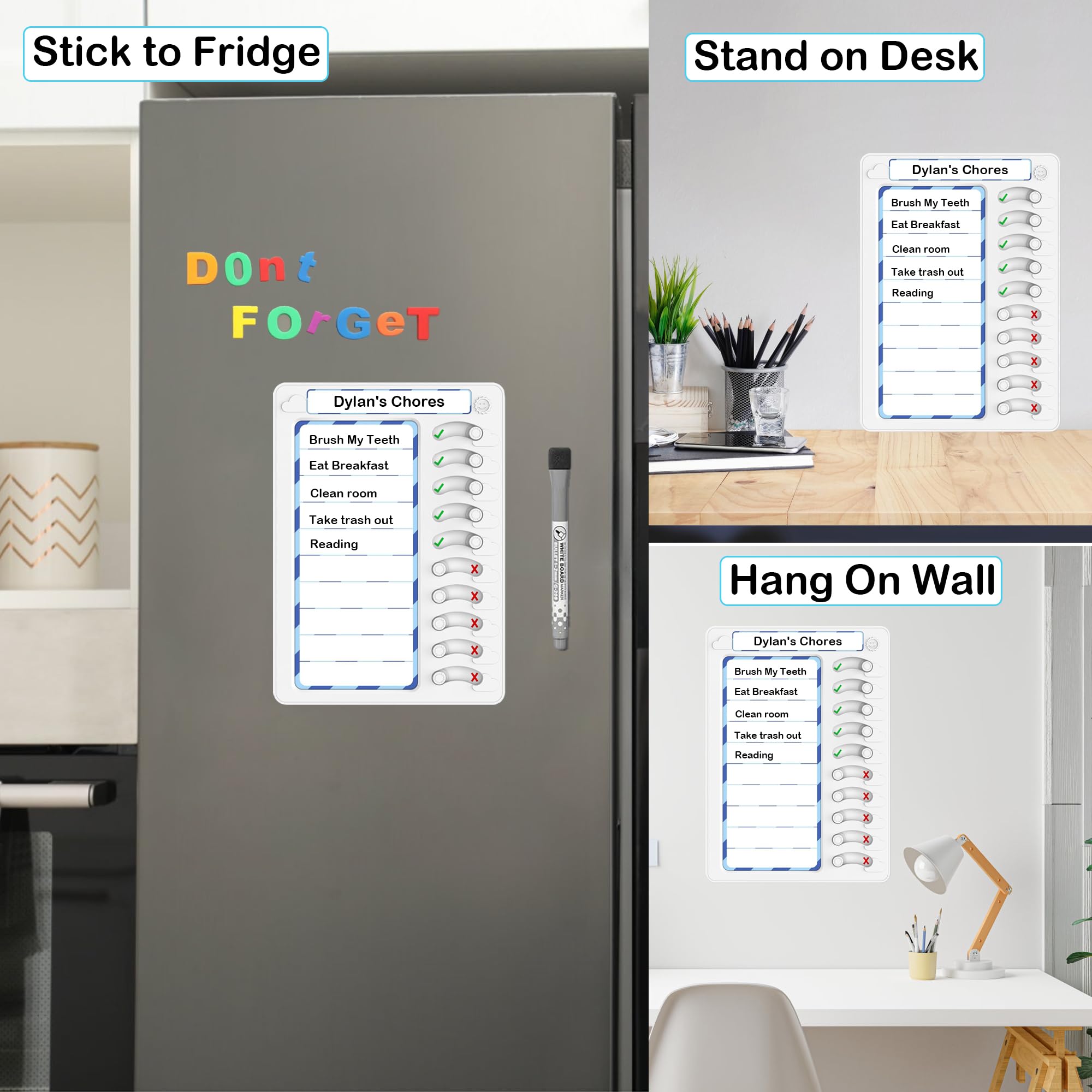 Snapklik.com : Whiteboard Chore Chart, Checklist Board, Reusable to-Do ...