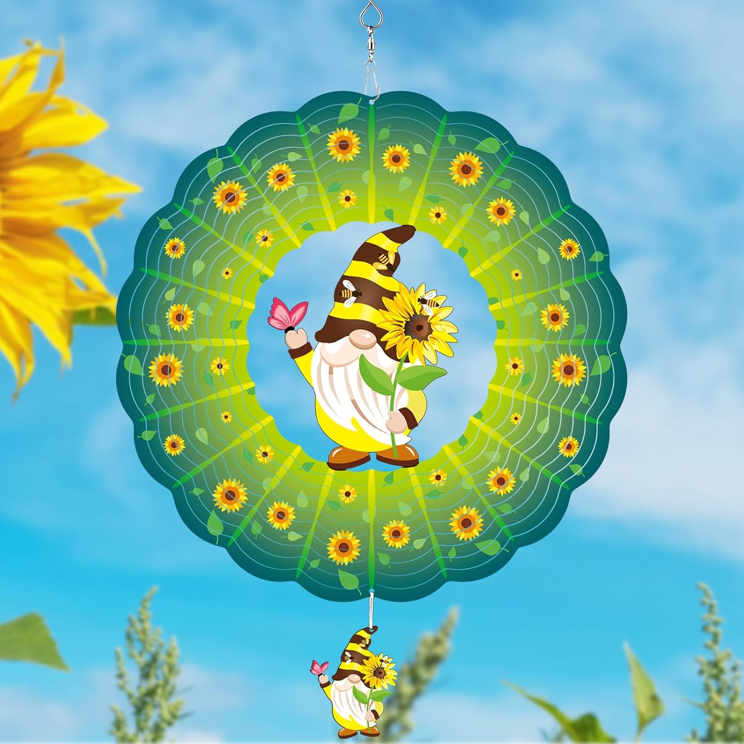 Amazon.com: WindMage Sunflower Gnome Wind Spinners for Yard and Garden ...