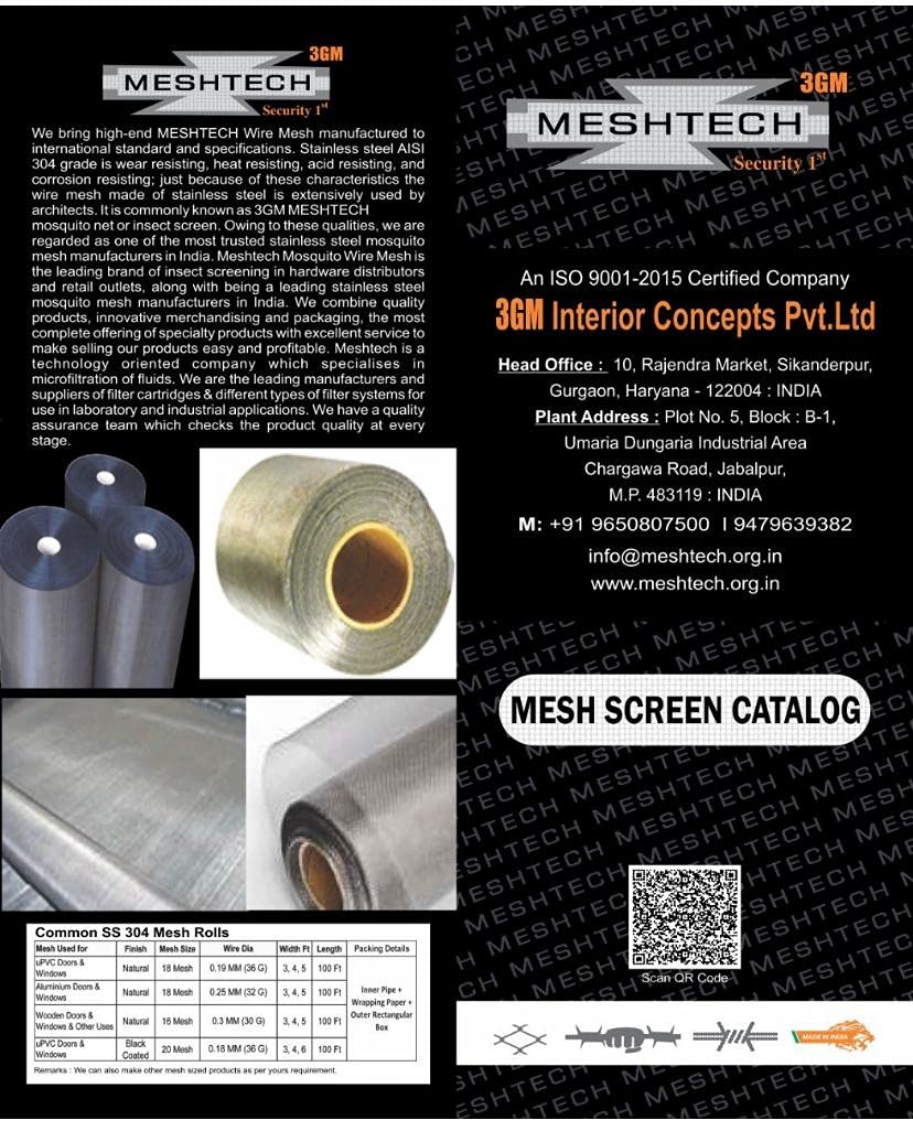 MESHTECH SS304 Mesh Roll for uPVC Doors & Windows 5 Ft x 50 Ft : Amazon ...