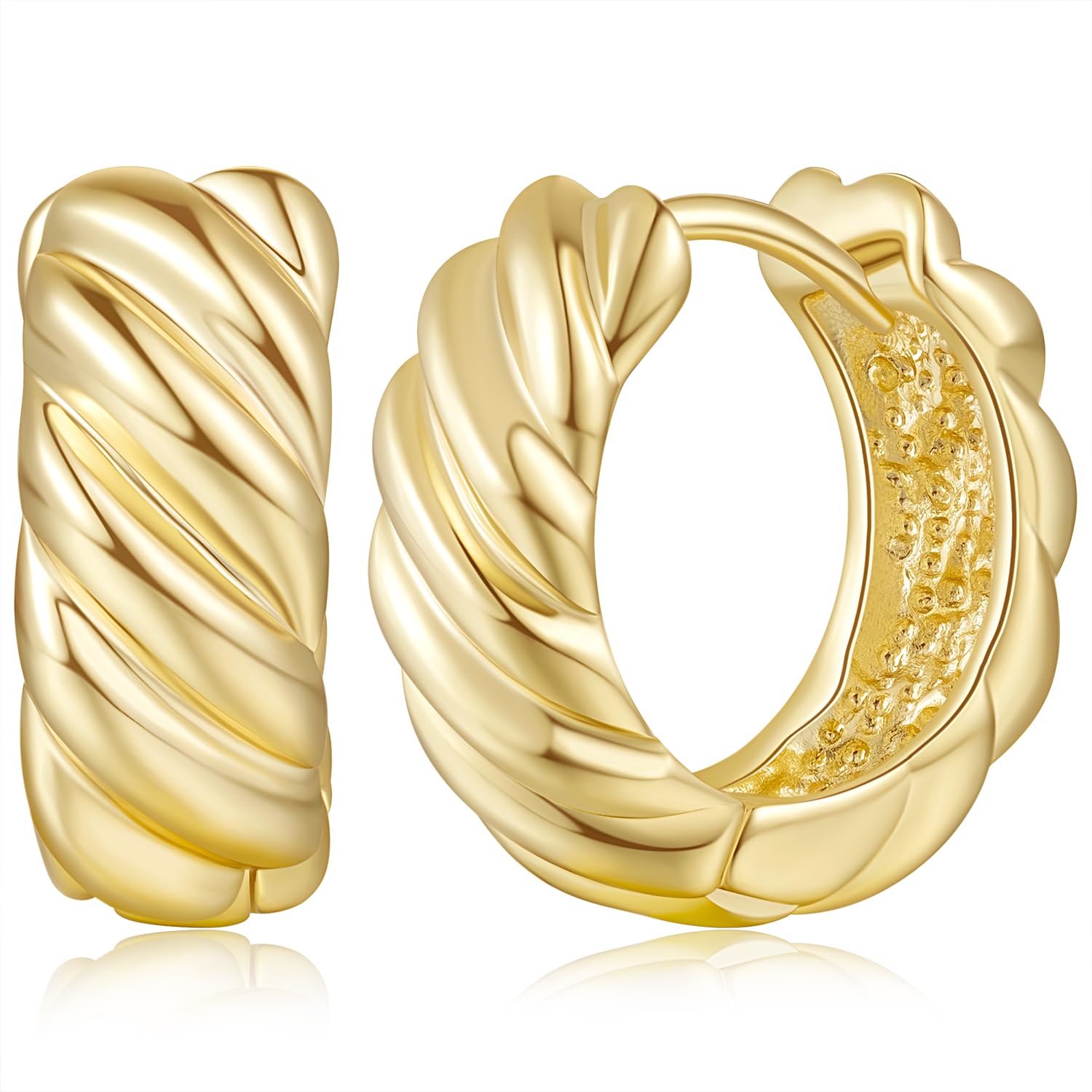 Amazon.com: Chantel Yorke 14K Gold Hoops 14 Karat Gold Hoop Earrings ...