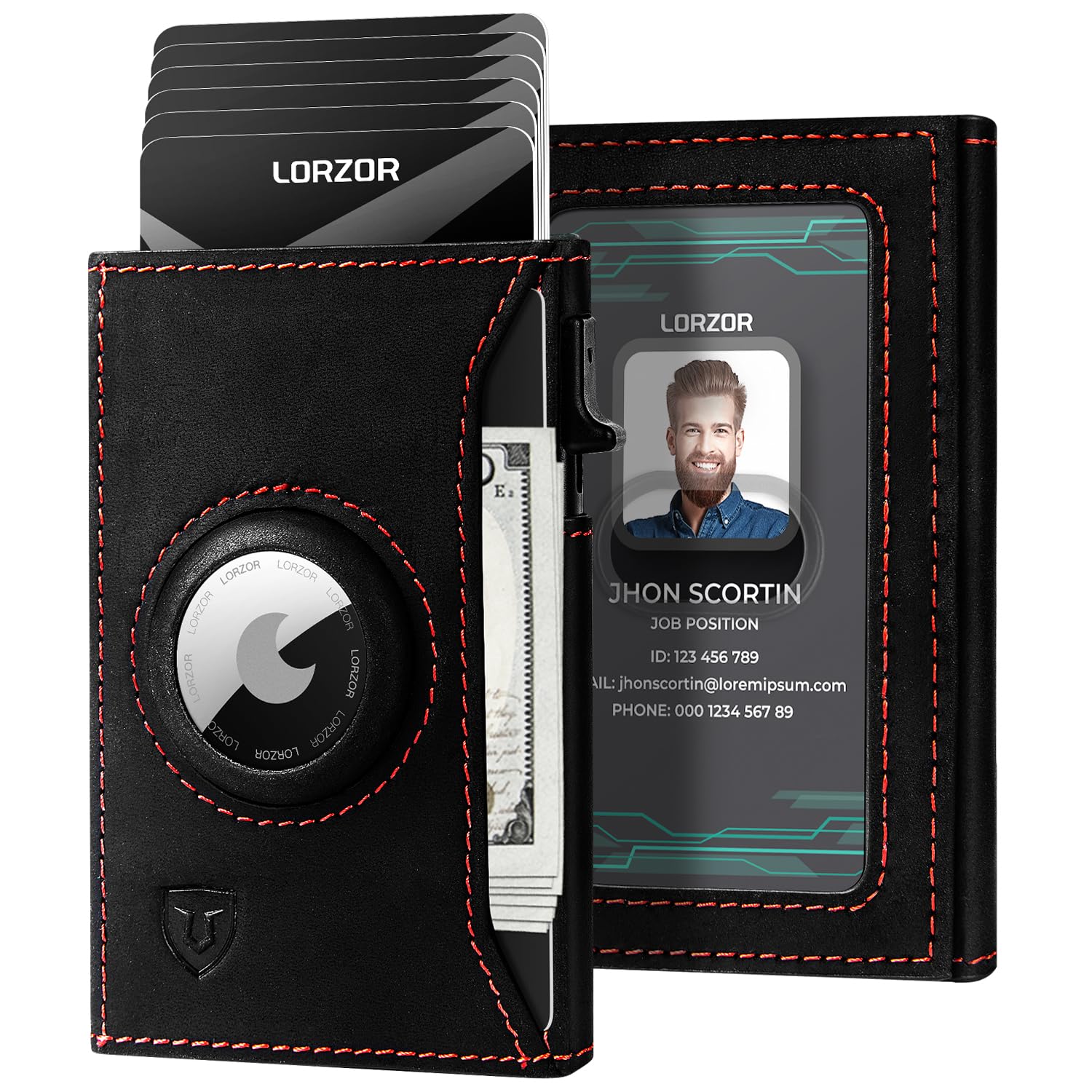 Amazon.com: LORZOR Slim Airtag Wallet Pop Up Wallet, Genuine Leather ...