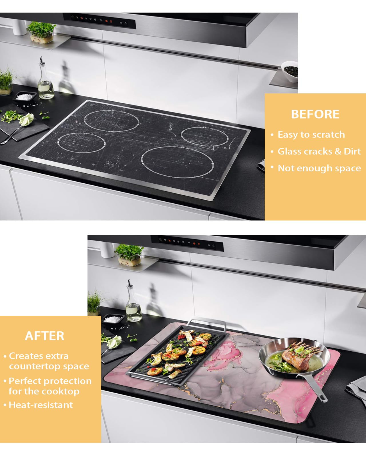 Snapklik.com : Marble Texture Stove Top Covers For Electric Stove, Heat ...