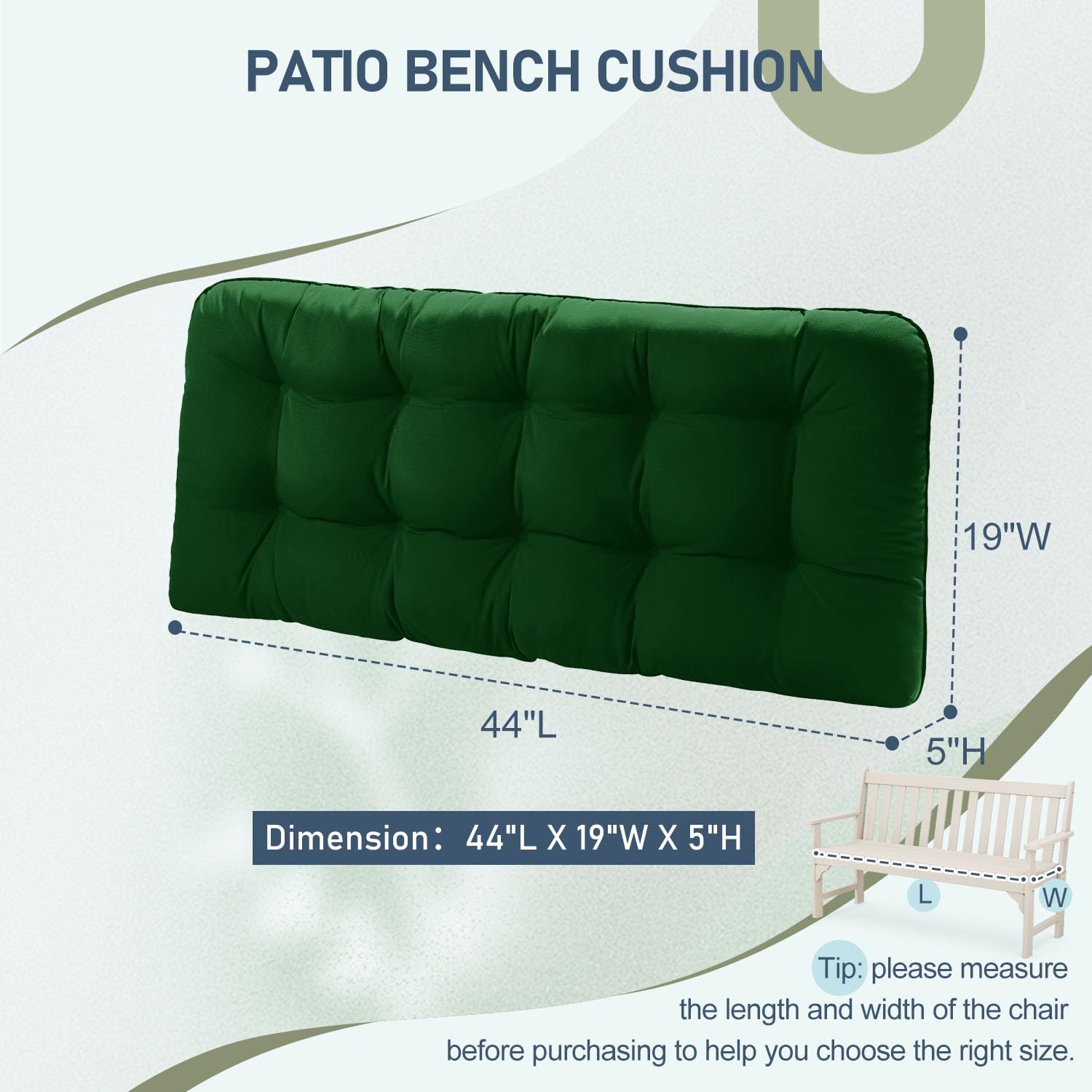Snapklik.com : Downluxe Outdoor Bench Cushion For Patio Furniture ...