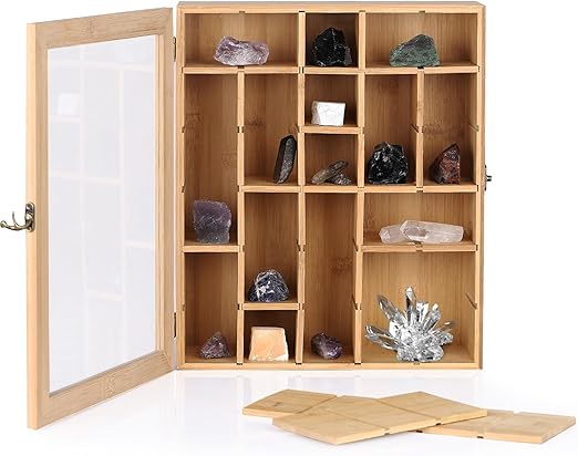 Amazon.com - AUTOARK Adjustable Rock Display Case,Bamboo Crystal ...