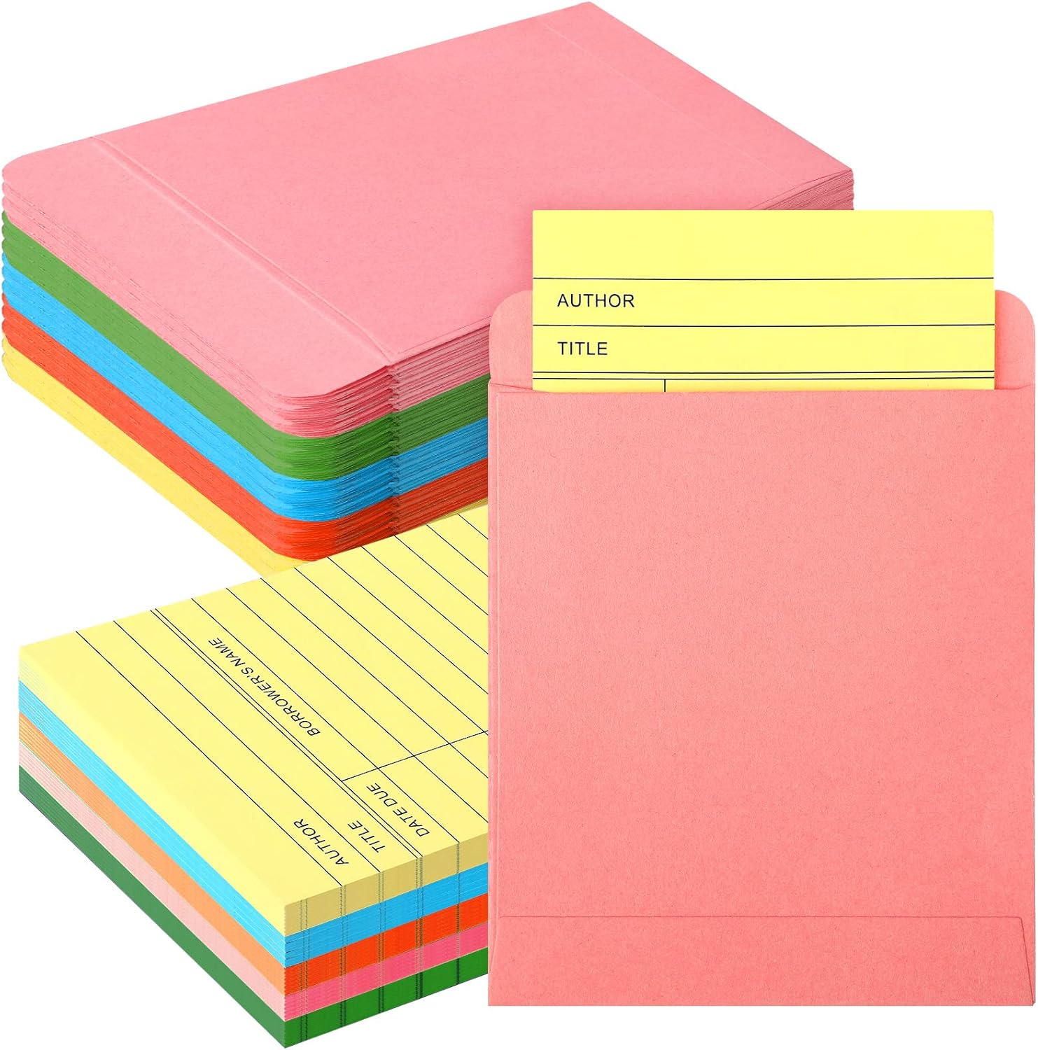 Amazon.com : Patelai 100 Pcs Library Pockets and Cards Set Include 50 ...
