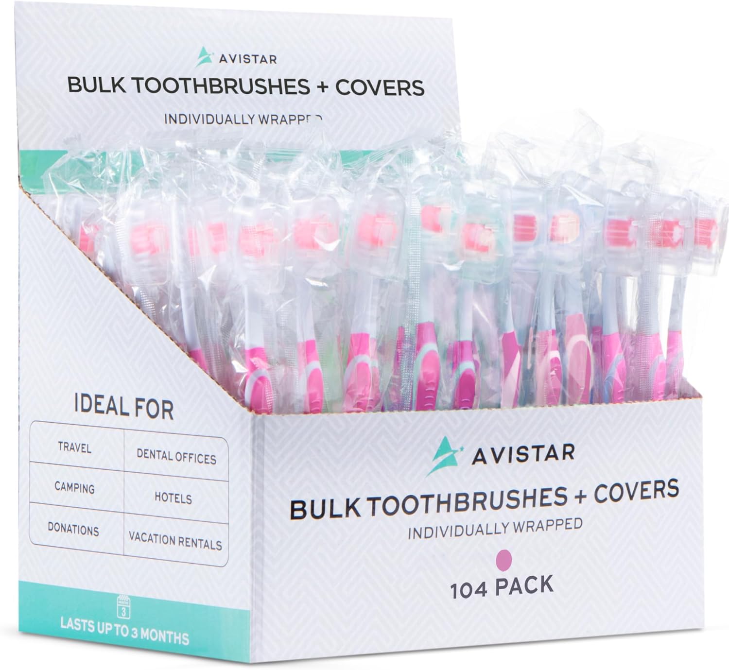 Amazon.com : 104 Pack Bulk Toothbrushes w/Cover Caps, Individually ...