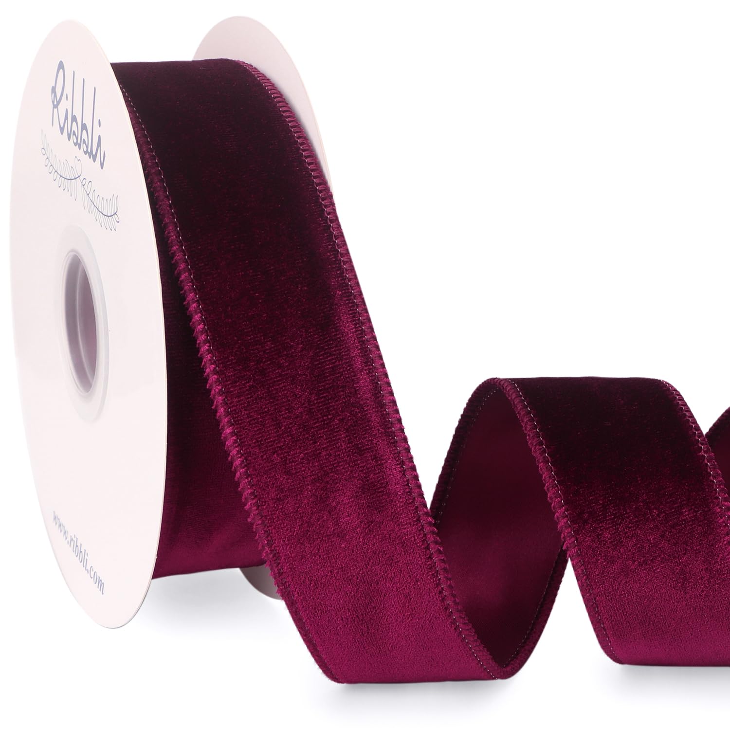Amazon.com: Ribbli Burgundy Velvet Wired Ribbon 1.5 Inch Velvet with ...