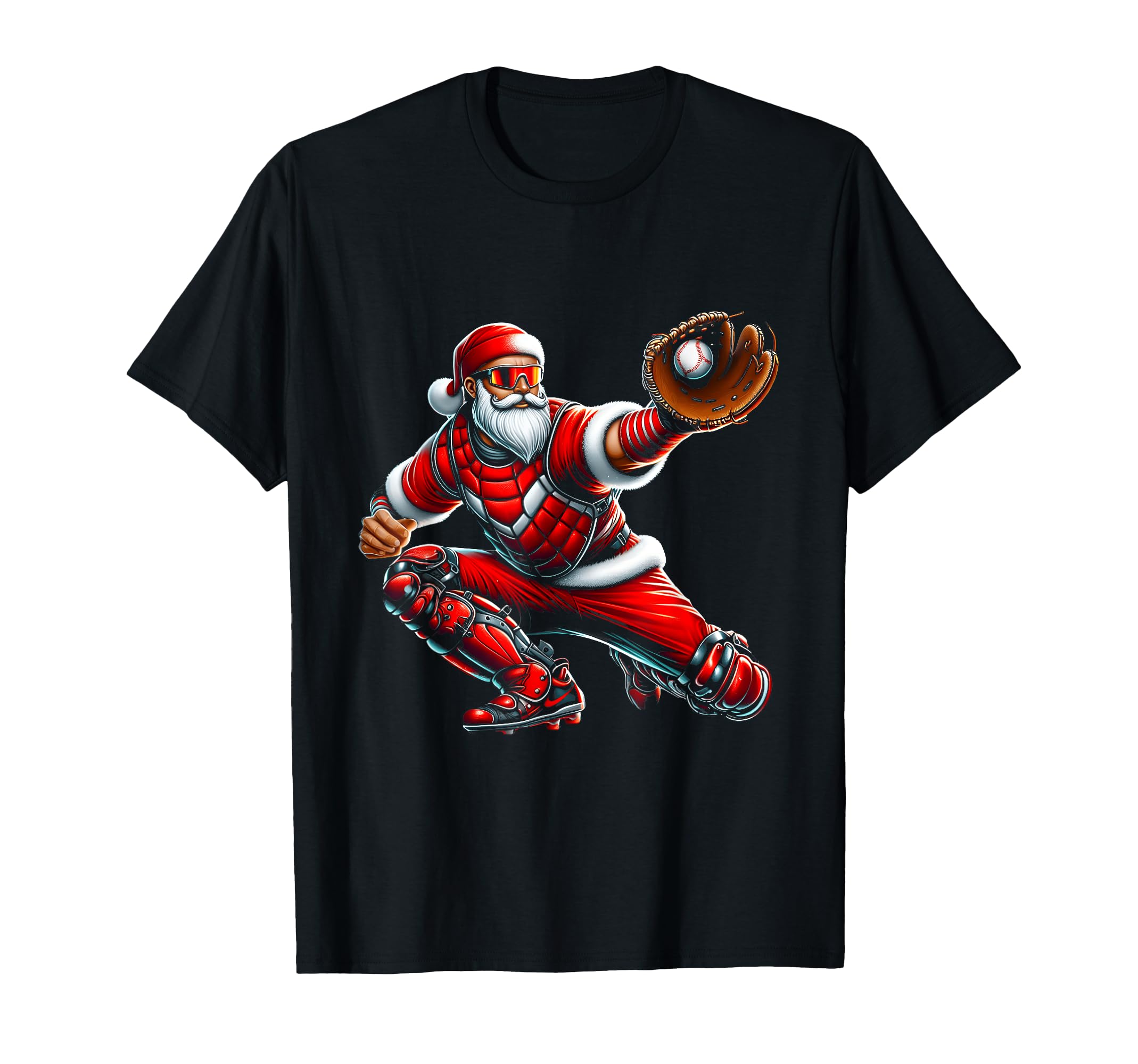 Amazon.com: Santa Playing Baseball Catcher Merry Christmas Sport Player ...