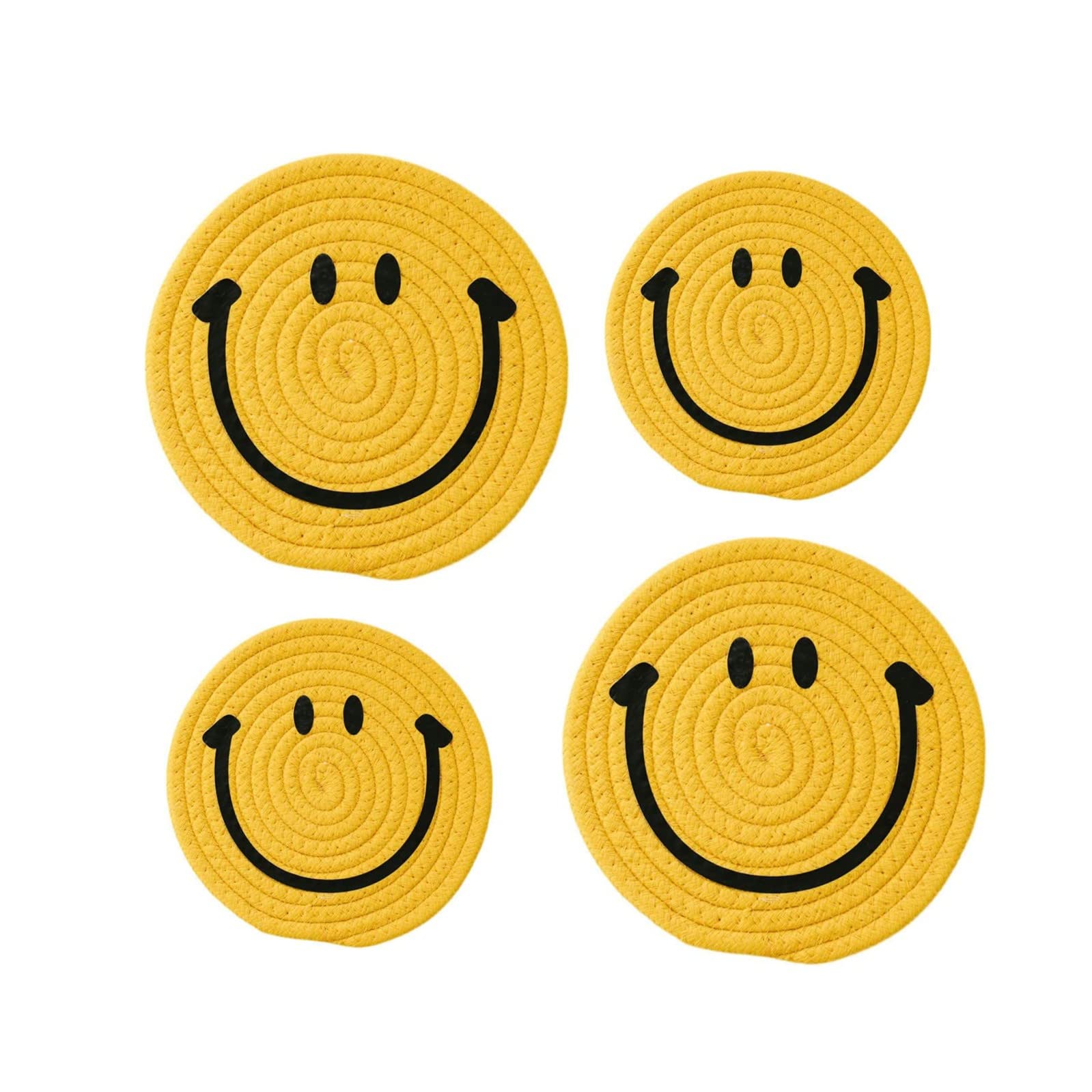 Amazon.com: 4 Pcs Coasters Smiley Face Place Mats Non-Slip Hot Pads for ...