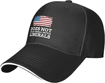 Does Not Play Well with Liberals Hat Adjustable Black at Amazon Men’s ...