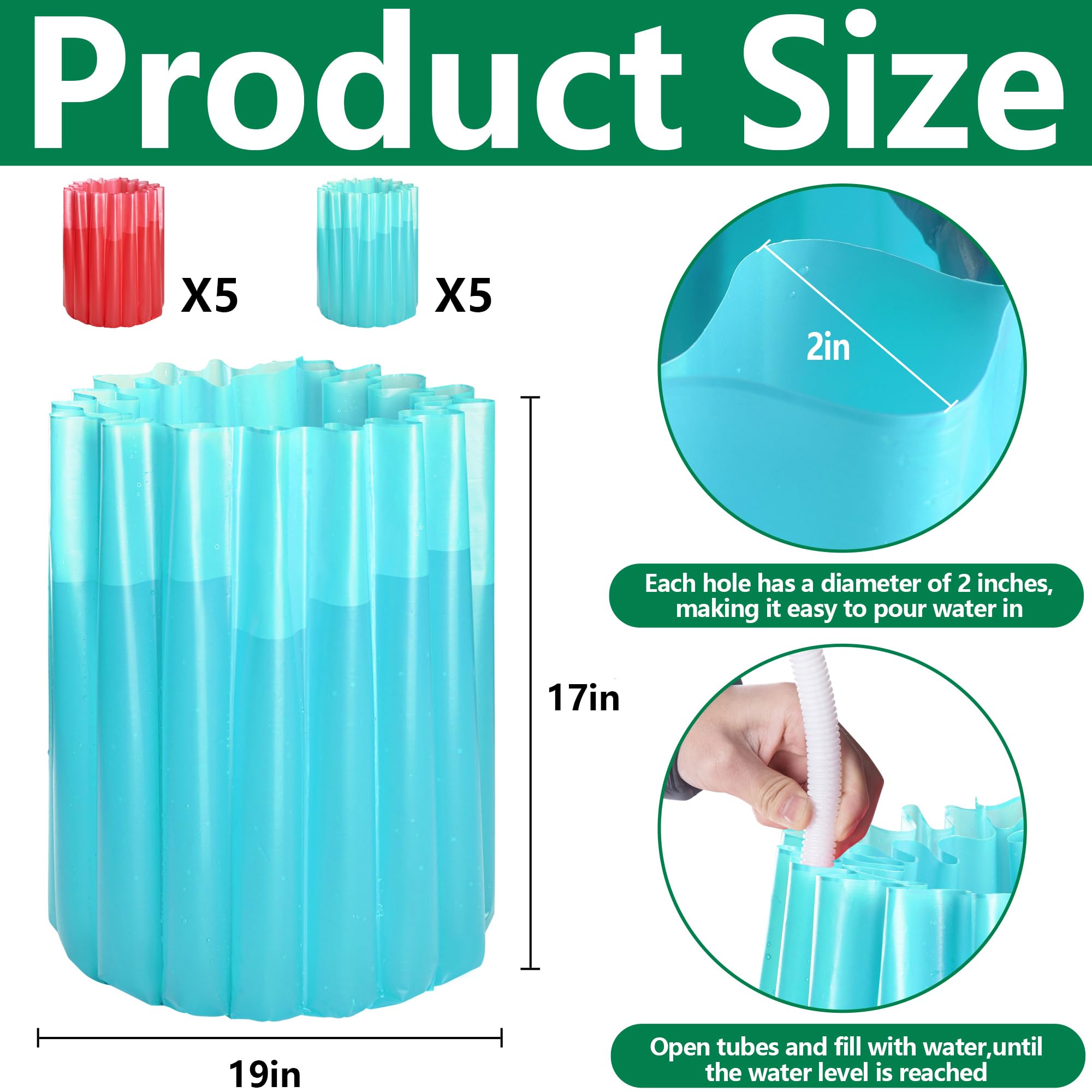 Adnee 10 Pack Water Filled Plant Protectors-19 X 17 Inch Reusable Wall ...