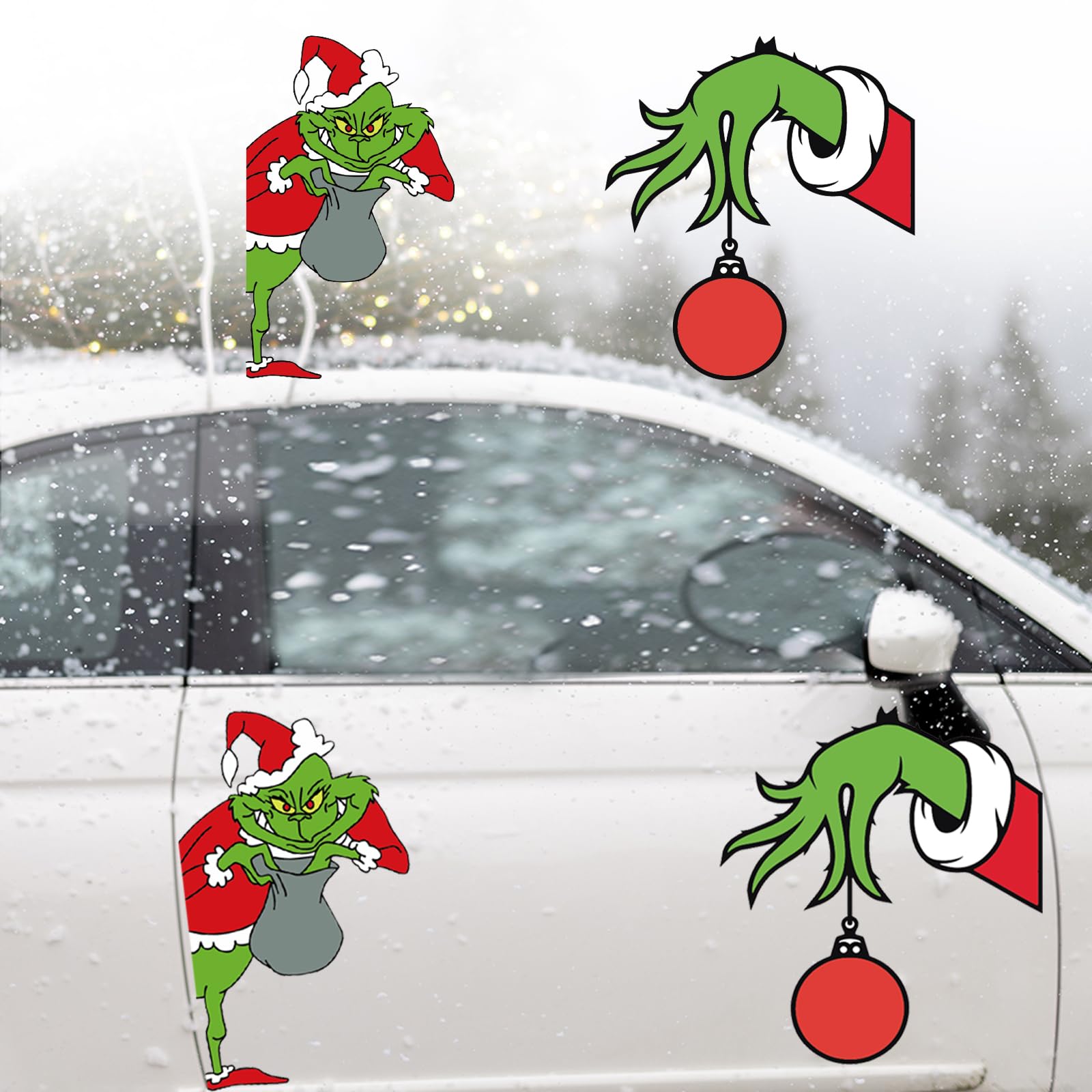 Amazon.com: 2 Pcs Christmas Car Magnets Reflective Cartoon Christmas ...