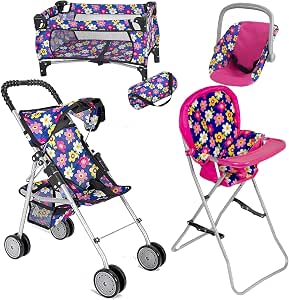 Amazon.com: fash n kolor 4 Piece Baby Doll Play Set Flower Design ...