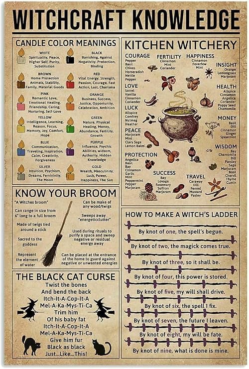 Amazon.com : Vintage Metal Tin Sign Witchcraft -Knowledge Halloween ...