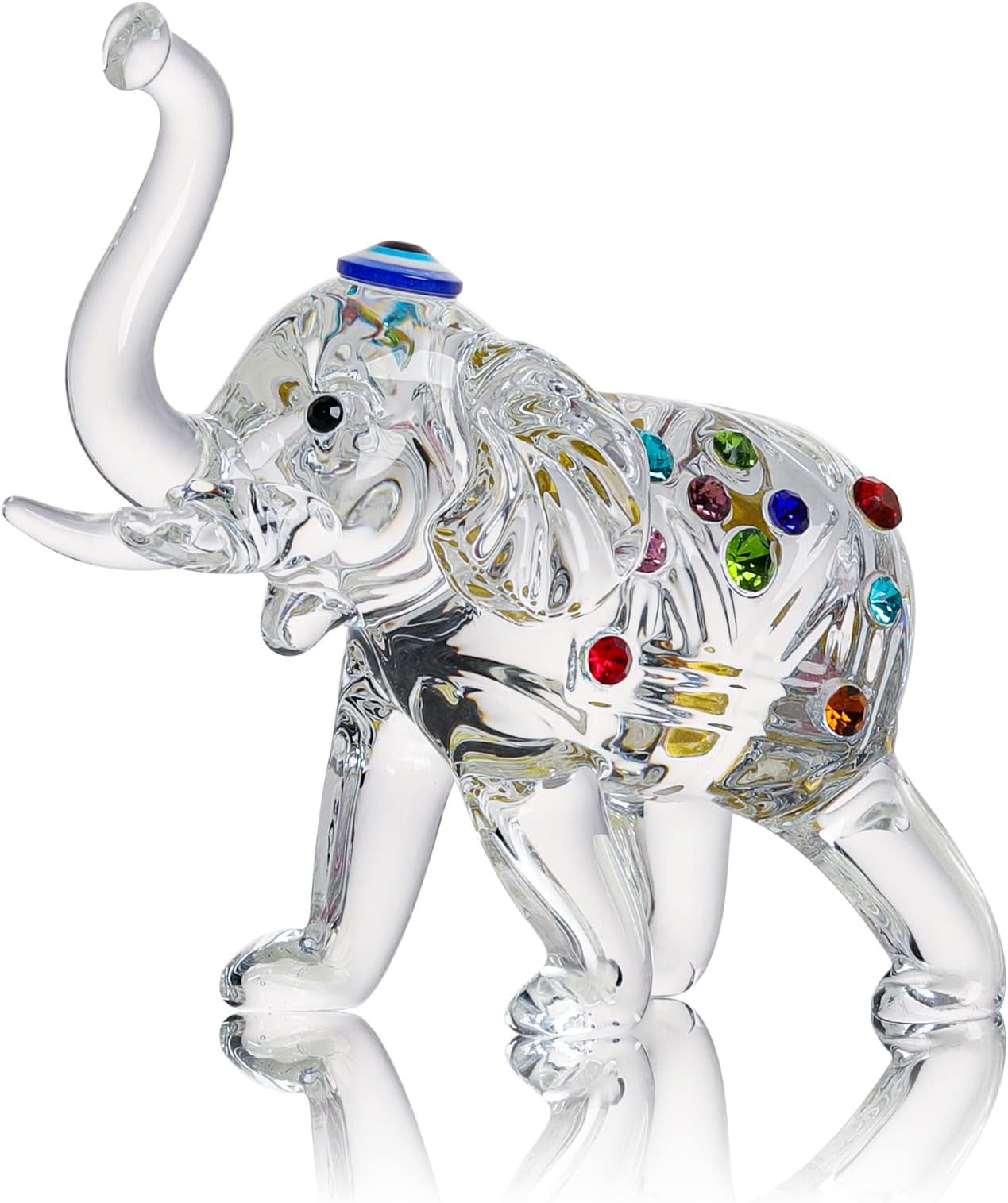 Amazon.com: TUZIFORFY Acrylic Elephant Figurine with Pink and Blue ...