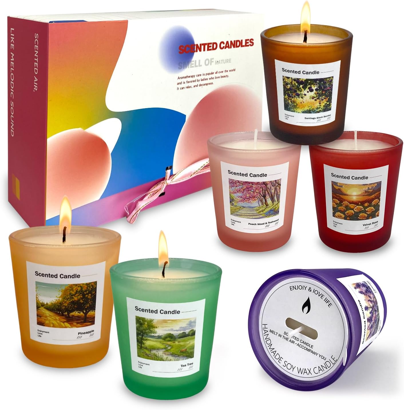 Amazon.com: Scented Candles Gift Set of 6 Pack, Glass Jar Candles for 6 ...