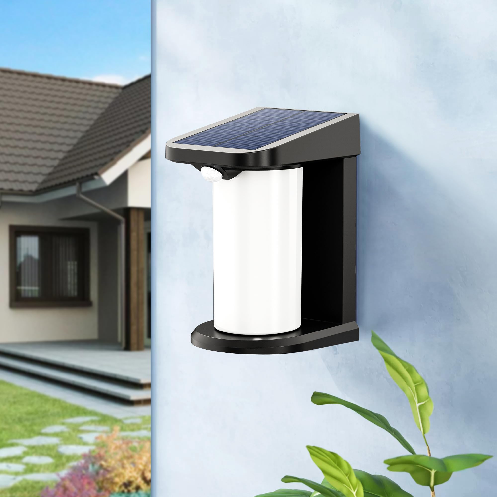 EMANER Solar Motion Lights Cylinder Modern Wall Sconces Waterproof ...