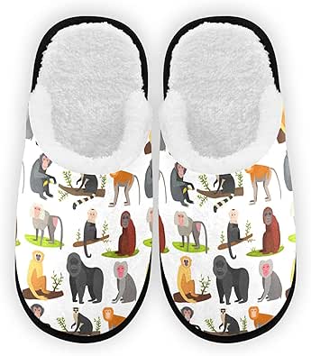 Amazon.com | Glaphy Monkey Animal House Slippers for Women Men | Slippers