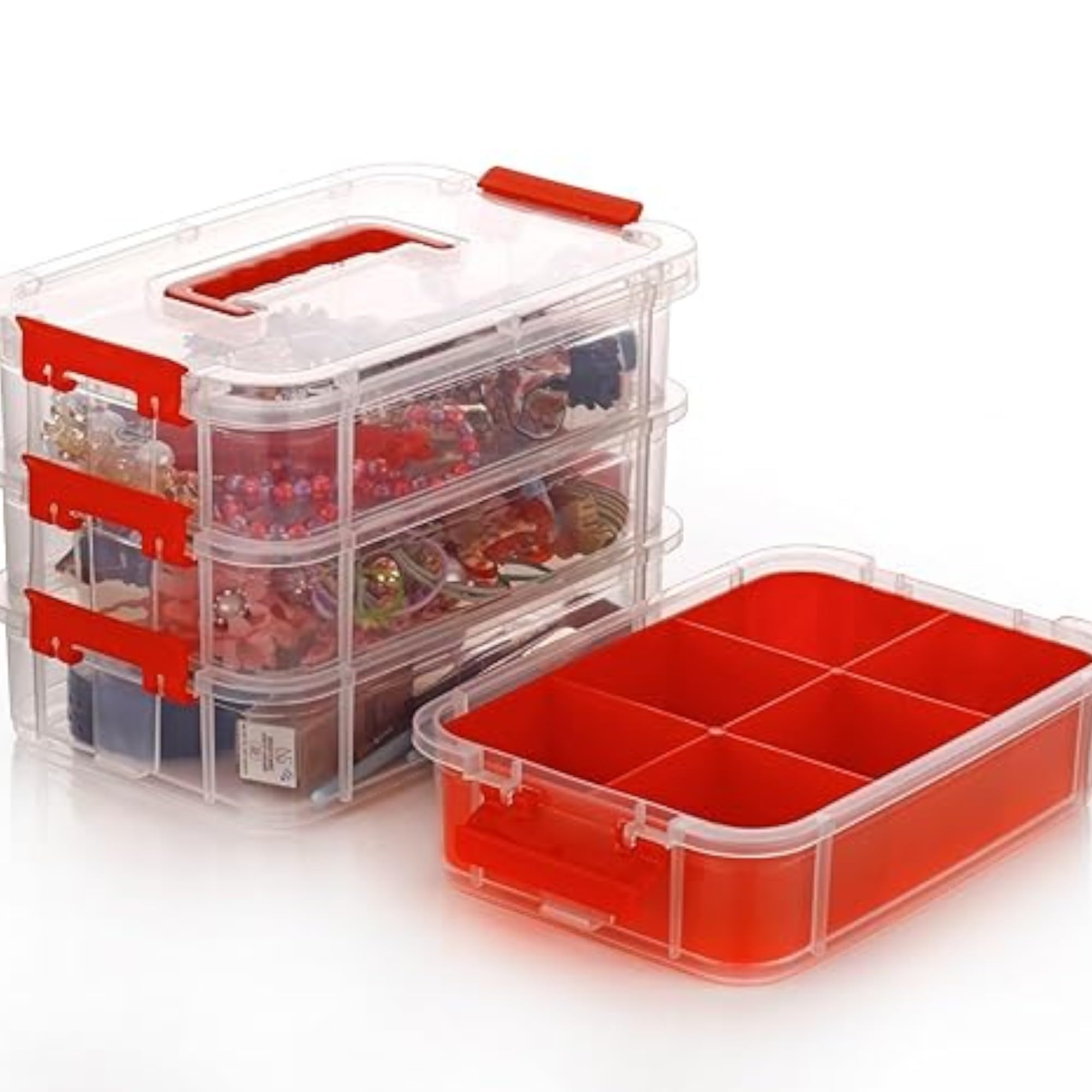 SHG ENTERPRISE 4-tier Multi-Compartment Craft Storage Organizer Box ...