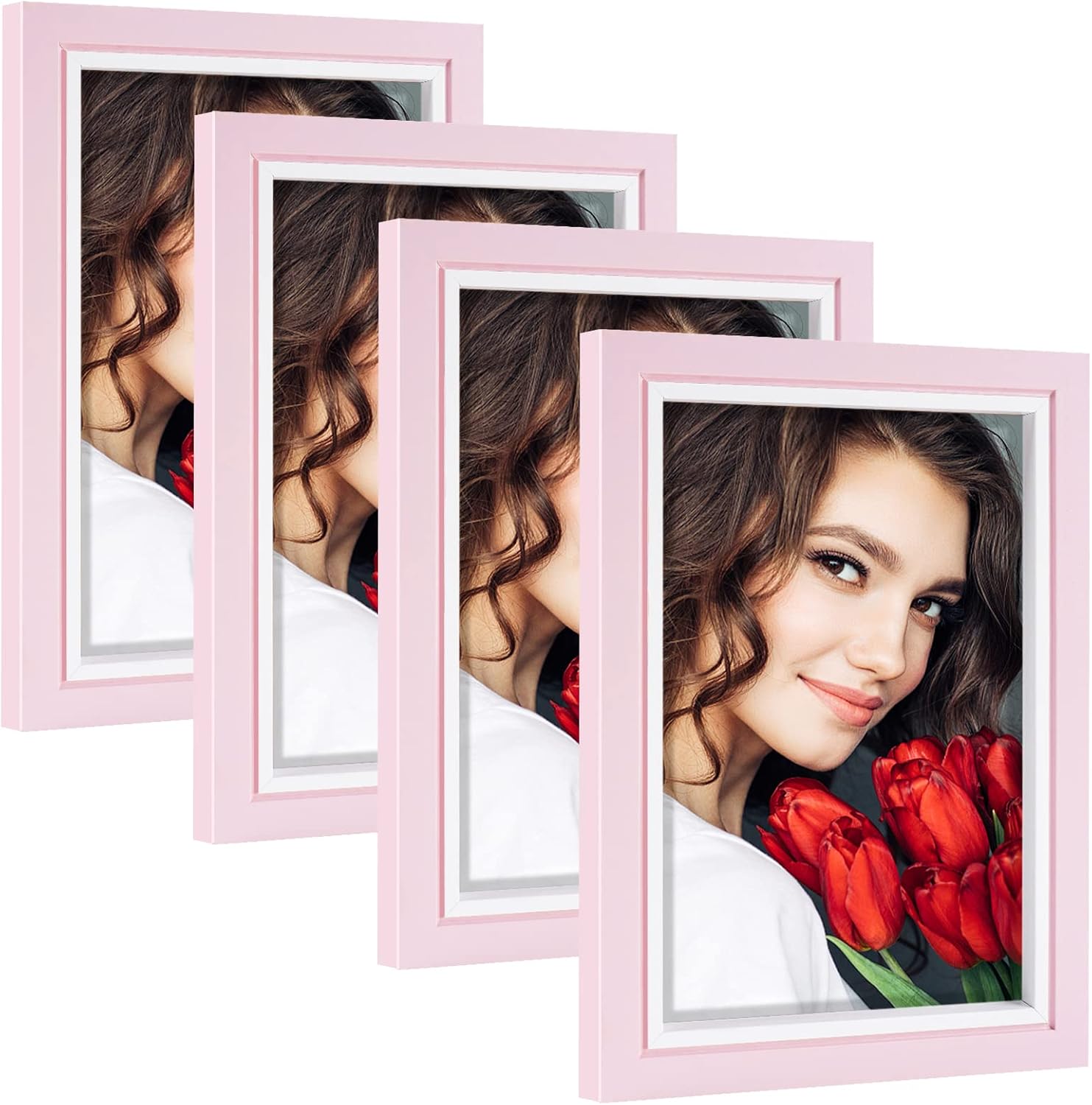 Amazon.com - LBECUA 4x6 Picture Frame Set of 4, Pink Picture Frames ...
