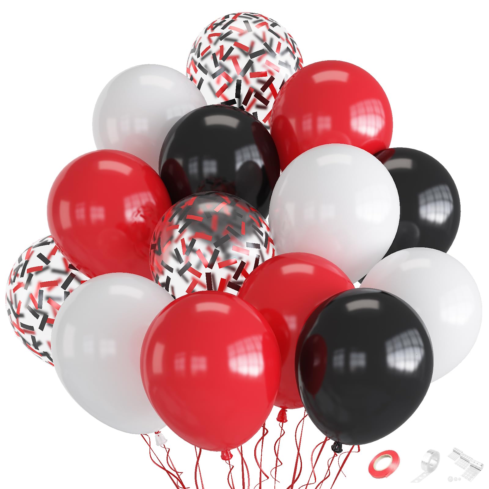 Amazon.com: Red and Black Balloons, 70Pcs Black Red White Confetti ...