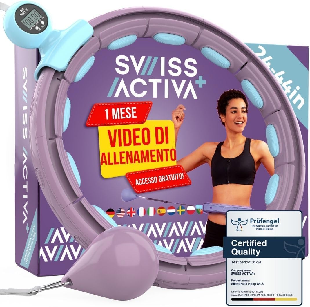 Amazon.com: Swiss Activa+ S4.S Quiet Weighted Hula Hoop for Adults with Weight Ball -60-112cm ...