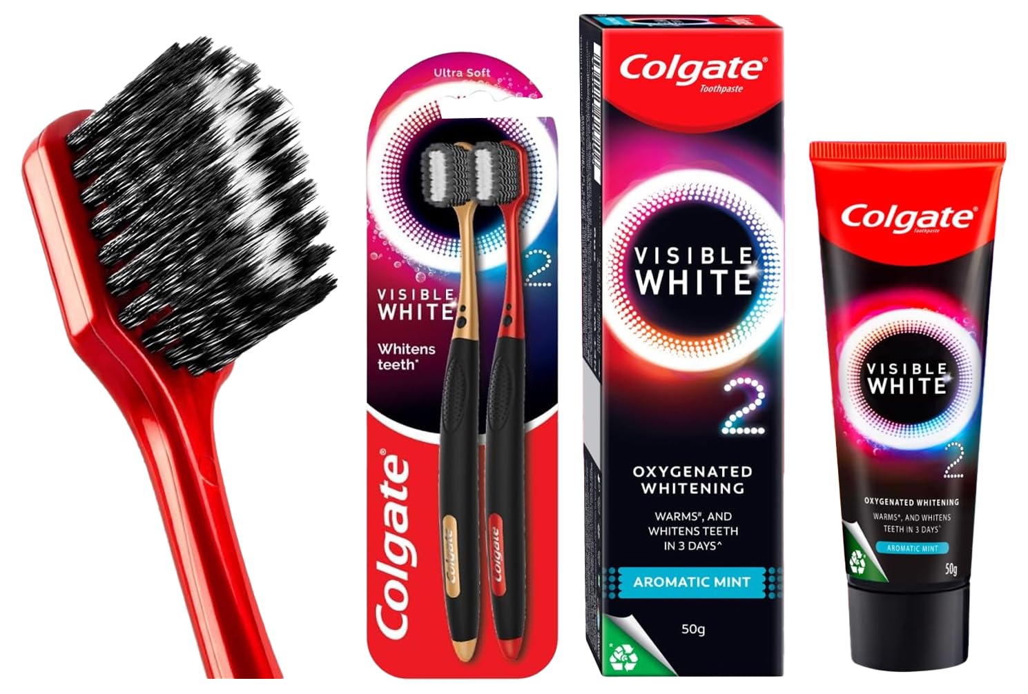 Buy Colgate Visible White O2 Manual Toothbrush- 2 Pcs & Colgate Visible ...