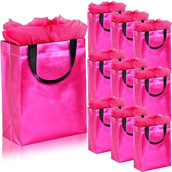 Amazon.com: GITMIWS Sparkle Gift Bags with Tissues – Set of 9 Hot Pink ...