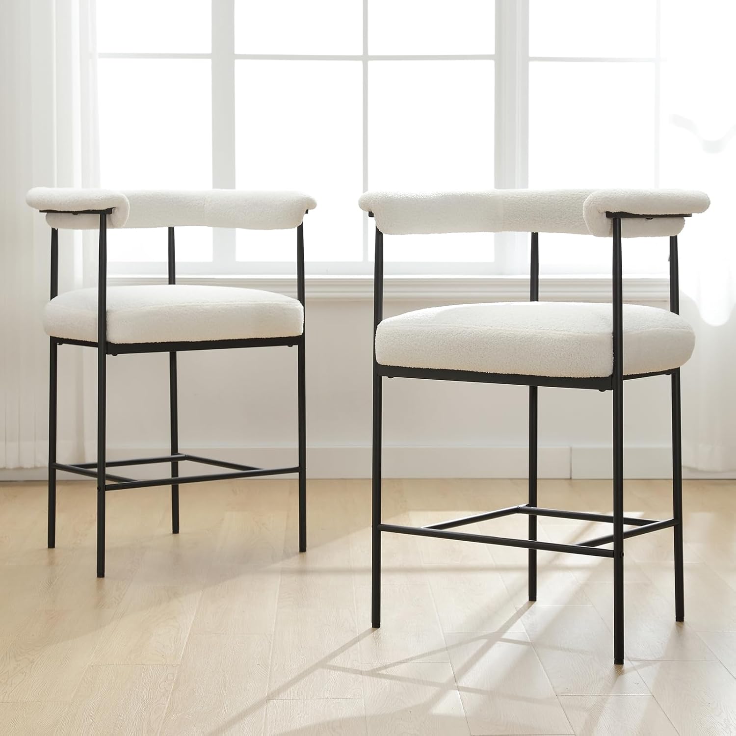 Amazon.com: DUOMAY Modern Barrel Bar Stools Set of 2, 26" Counter ...