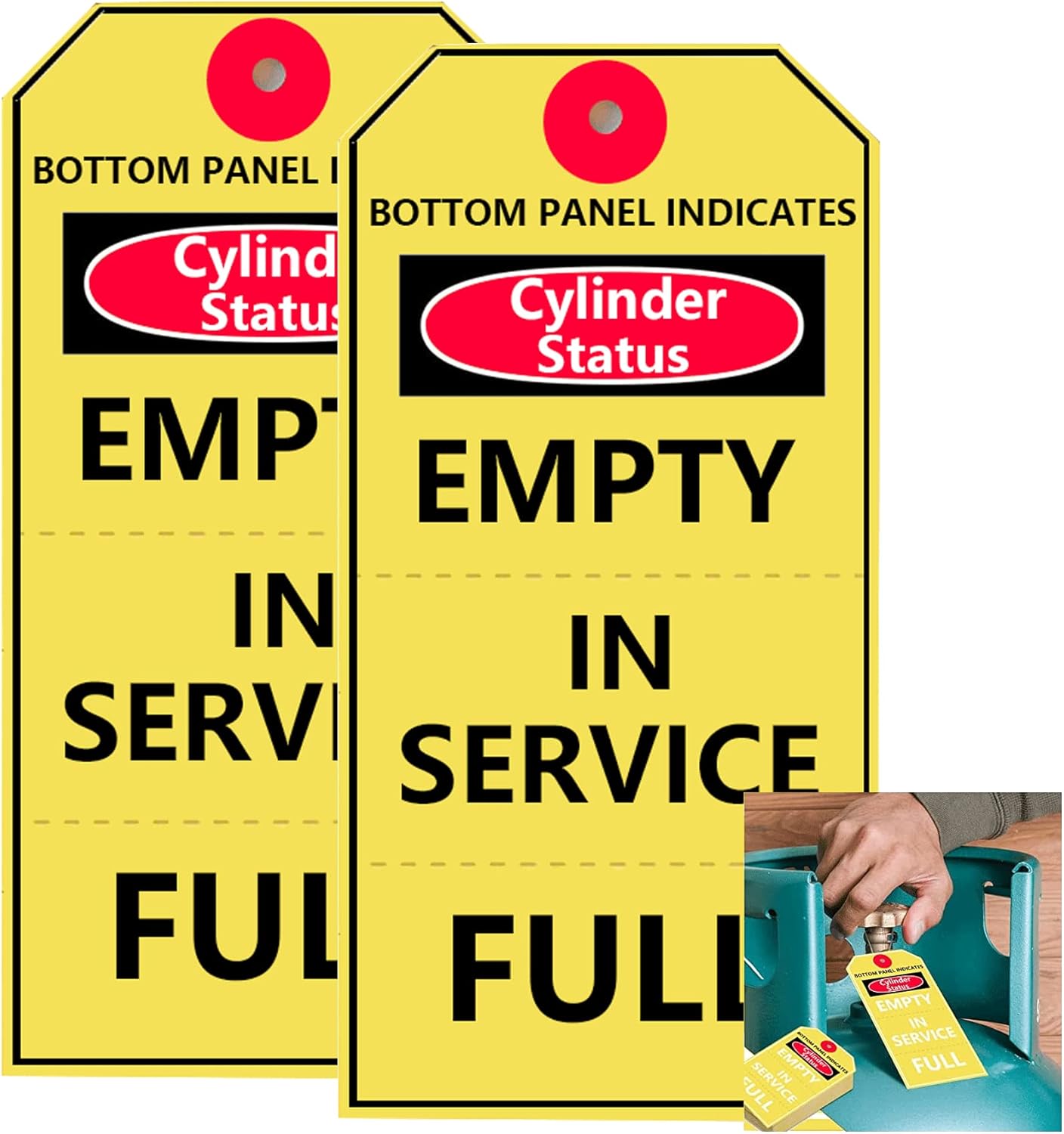 Cylinder Perforated Tags Gas Tank Labels with String 2.5 x 5 Inch 3 ...